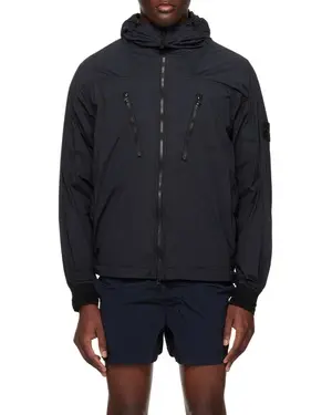 Stone Island Drawline Hooded Zip-up Jacket - Black