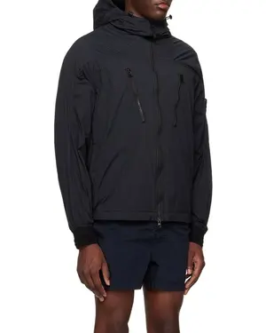 Stone Island Drawline Hooded Zip-up Jacket - Black