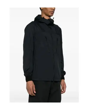 Stone Island Drawline Hooded Zip-up Jacket - Black