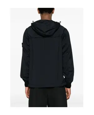 Stone Island Drawline Hooded Zip-up Jacket - Black