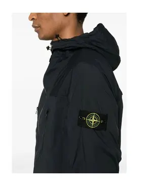 Stone Island Drawline Hooded Zip-up Jacket - Black