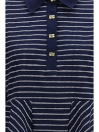 GANNI Striped Peplum Polo T-shirt - Navy Blue
