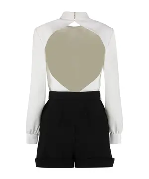 Saint Laurent High-waisted Playsuit With Embellished Belt - White