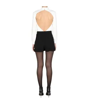 Saint Laurent High-waisted Playsuit With Embellished Belt - White