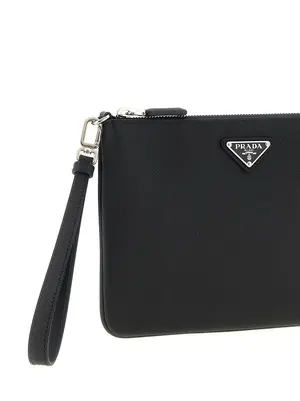Prada Zipper Clutch With Detachable Wrist Handles