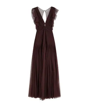 Elisabetta Franchi Red Carpet Tulle Gown With Rhinestone Embellishment - Black