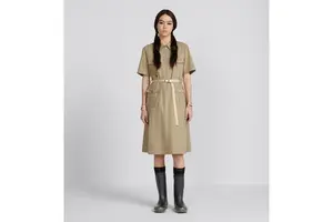 Dior Beige Cotton Gabardine Belted Dress