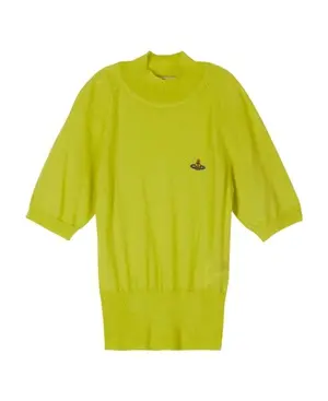 VIVIENNE WESTWOOD Orb Embroidered Short-sleeved Knitted Jumper - Yellow