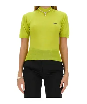 VIVIENNE WESTWOOD Orb Embroidered Short-sleeved Knitted Jumper