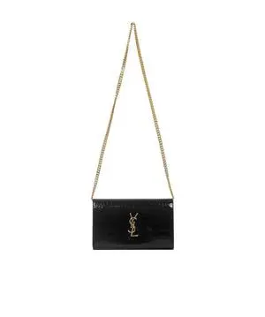 Saint Laurent Kate Embossed Alligator Wallet On Chain - Black