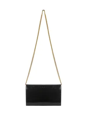 Saint Laurent Kate Embossed Alligator Wallet On Chain - Black