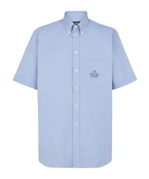 Fendi Logo Embroidered Short Sleeved Shirt - Light Blue