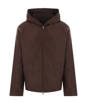 Prada Zip-up Hooded Jacket With Triangular Logo
