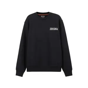Zegna Rubberized Logo Cotton Sweatshirt - Black