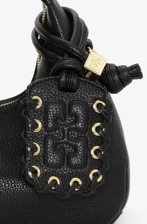 GANNI Butterfly Logo Mini Hobo Bag - Black