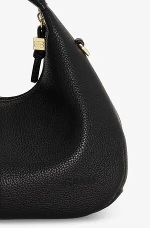 GANNI Butterfly Logo Mini Hobo Bag - Black