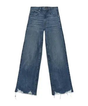 FRAME High Waist Wide Leg Jeans With Raw Edge Hem