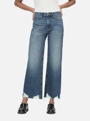 FRAME High Waist Wide Leg Jeans With Raw Edge Hem