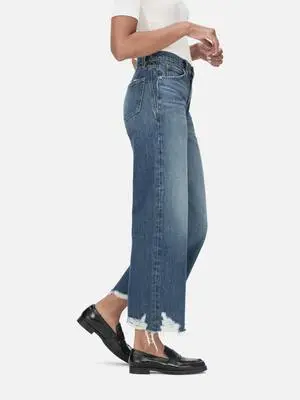 FRAME High Waist Wide Leg Jeans With Raw Edge Hem