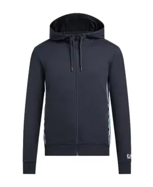 EA7 Logo Zip-up Hooded Jacket - Black