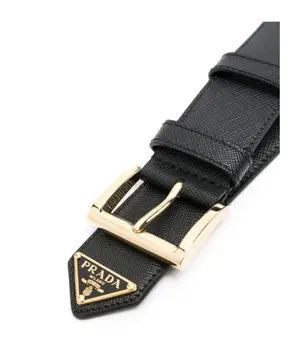 Prada Triangle Logo Buckle Belt - Black