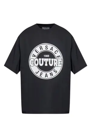 Versace Logo Printed Crewneck T-shirt - Black