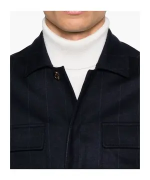 Eleventy Striped Paneled Jacket - Black