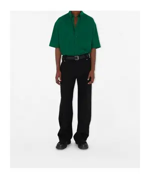 Burberry Logo-embroidered Short Sleeved Shirt - Ivy