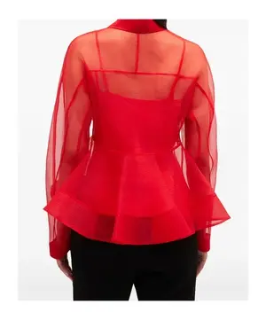GANNI Sheer Peplum Shirt