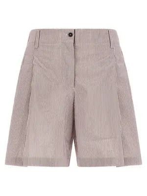 Brunello Cucinelli Striped Cotton Blend Wide-leg Shorts