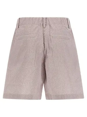 Brunello Cucinelli Striped Cotton Blend Wide-leg Shorts