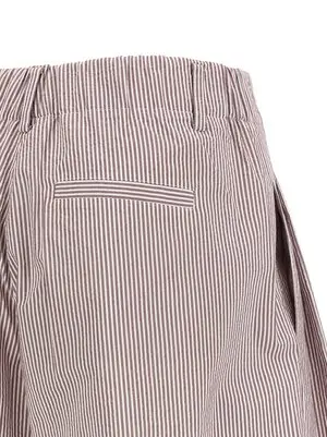 Brunello Cucinelli Striped Cotton Blend Wide-leg Shorts