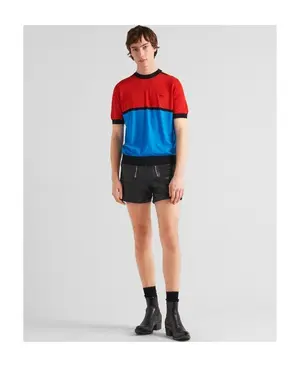 Prada Color-block Crewneck Knitted T-shirt