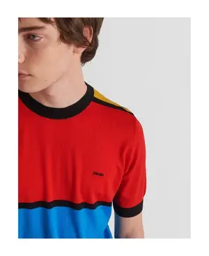 Prada Color-block Crewneck Knitted T-shirt