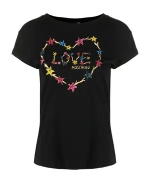 Moschino Short Sleeve T-shirt With Heart Graphic - Black