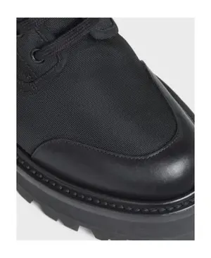 Celine Bulky Laced Up Boots In Nylon And Shiny Bull