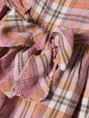 IL GUFO Checked Linen Dress With Bow Detail - Pink
