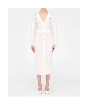 Alessandra Rich Rose-embroidered Textured Cardigan