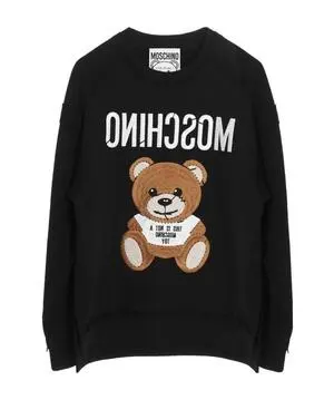 Moschino Teddy Motif Embroidered Crewneck Sweatshirt - Black