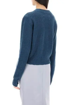 MAISON MARGIELA V-neck Sweater With Ribbed Details - Blue