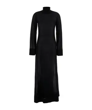 Black Long Sleeve Slit Dresses