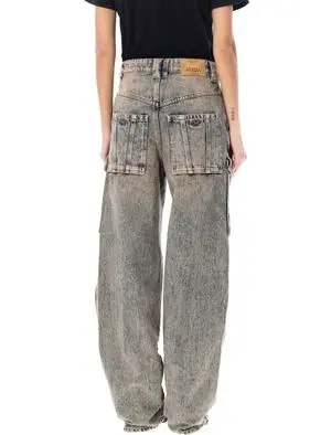 Isabel Marant Étoile Heilani Mid-rise Cargo Jeans - Gray