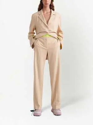 Off-White Straight Leg Tailored Trousers - Nude