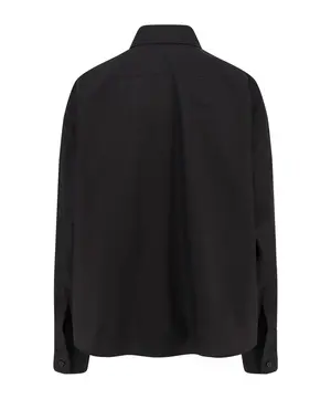 Balenciaga Long-sleeved Shirt With Chest Pocket And Asymmetrical Hem - Black