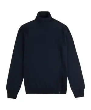 FAY Wool Shaved Knit Turtleneck - Blue