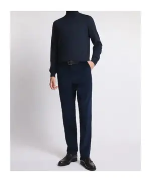 FAY Wool Shaved Knit Turtleneck - Blue