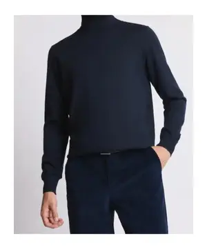 FAY Wool Shaved Knit Turtleneck - Blue