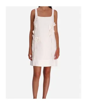 Farm Rio Floral Appliqué Sleeveless Mini Dress