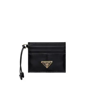 Prada Logo Plaque Open Top Card Holder - Black
