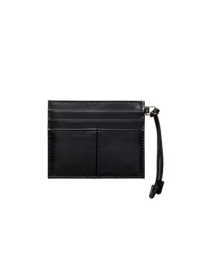 Prada Logo Plaque Open Top Card Holder - Black